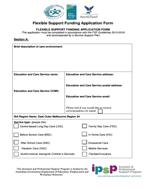 Fillable Online Flexible Support Funding Application Form - City of ...