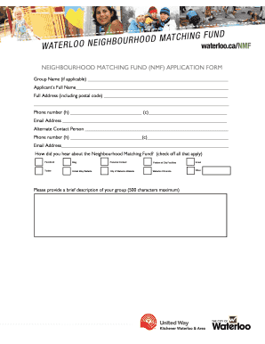 Fillable Online NEIGHBOURHOOD MATCHING FUND NMF APPLICATION FORM Fax ...