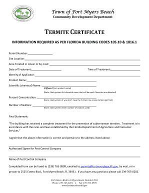 Fillable Online TERMITE CERTIFICATE - fortmyersbeachflgov Fax Email ...