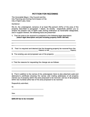 Fillable Online cityofspiritlake Petition for Rezoning - Spirit Lake ...