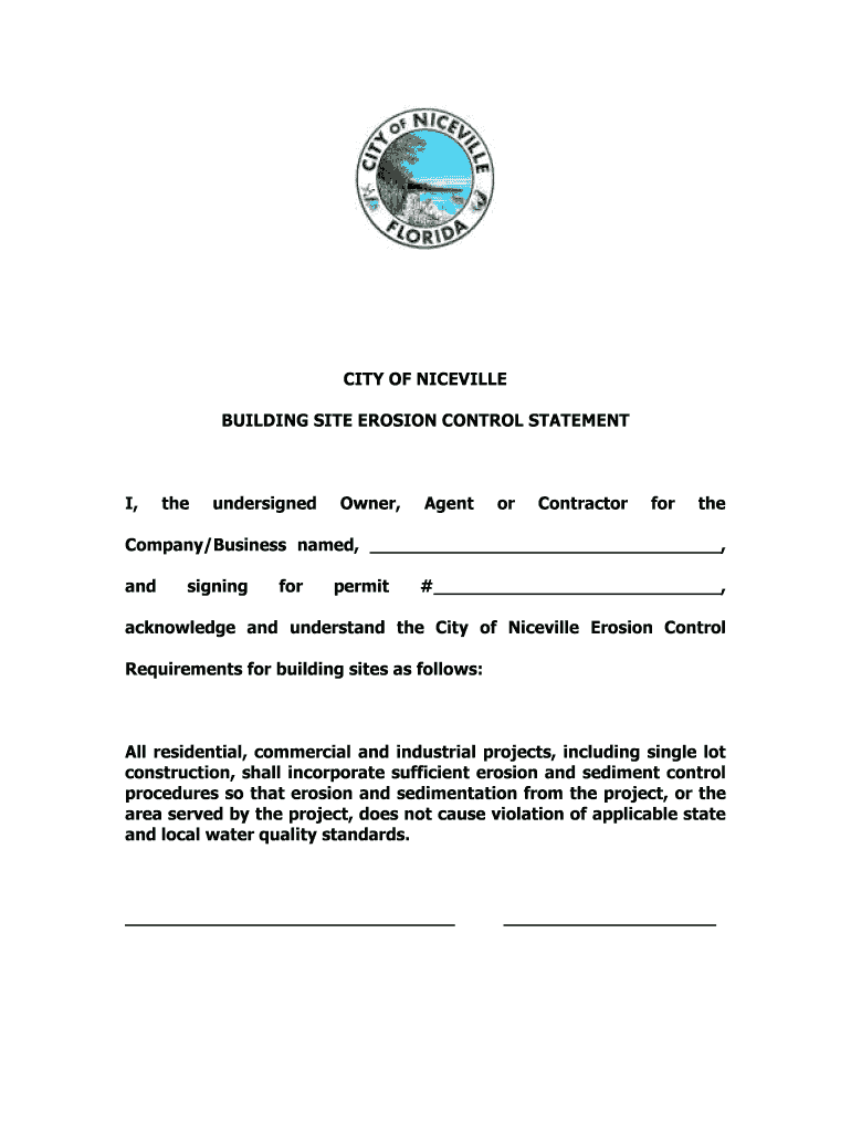 Fillable Online EROSION CONTROL STATEMENTdoc Fax Email Print - pdfFiller