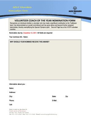Fillable Online olatheks VOLUNTEER COACH OF THE YEAR NOMINATION FORM ...
