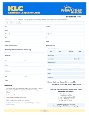 Fillable Online klc REGISTRATION FORM - Kentucky League of Cities Fax ...