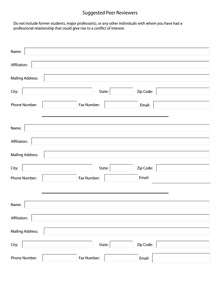 Fillable Online laseagrant Suggested Peer Reviewers - Louisiana Sea Grant Fax Email Print ...
