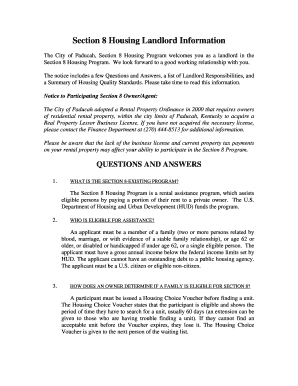 Fillable Online Section 8 Housing Landlord Information Fax Email Print ...