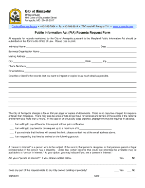 Fillable Online Public Information Act PIA Records Request Form Fax ...