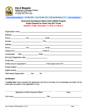 Fillable Online Community Development Block Grant Application 2017 Fax ...
