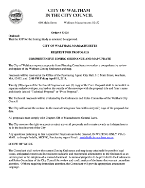 Fillable Online CITY OF WALTHAM IN THE CITY COUNCIL Fax Email Print - pdfFiller
