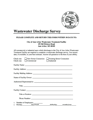 Fillable Online a2gov Wastewater Discharge Survey - a2gov Fax Email Print - pdfFiller