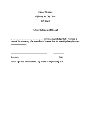 Fillable Online Acknowledgment of Receipt I hereby acknowledge that I Fax Email Print - pdfFiller