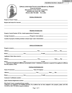 Fillable Online APPLICATION FOR VEGETATION REMOVAL PERMIT Fax Email ...