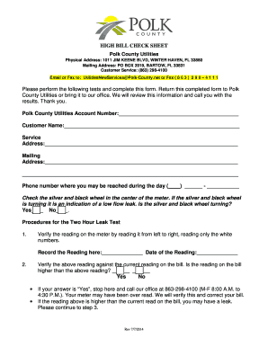 Fillable Online Revised High Bill Check Sheet - polk-countynet Fax ...