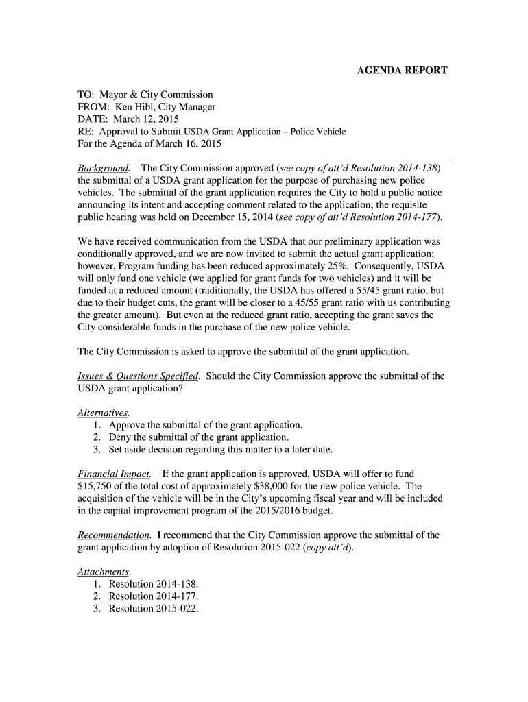 Fillable Online cityofclare USDA Grant Application Police Vehicle ...