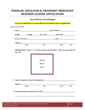 Fillable Online marinecity-mi PEDDLER SOLICITOR TRANSIENT MERCHANT ...