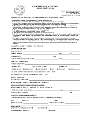 Fillable Online ci walker mi BUSINESS LICENSE APPLICATION HOME ...