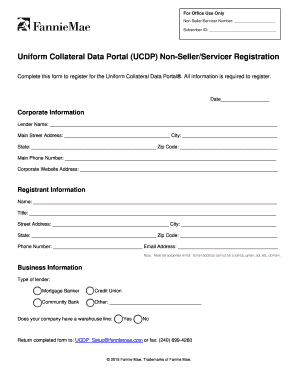 Fillable Online Uniform Collateral Data Portal UCDP Non-SellerServicer ...