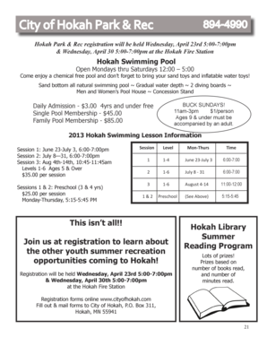 Fillable Online City of Hokah Park Rec 894-4990 Fax Email Print - pdfFiller