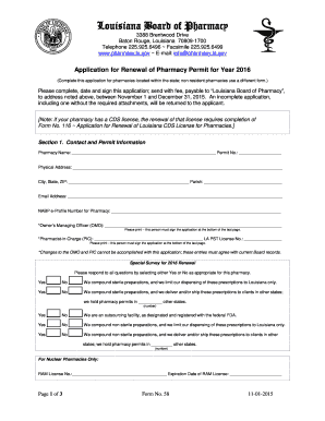 Fillable Online pharmacy la Application for Renewal of Pharmacy Permit ...