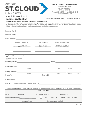 Fillable Online Special Event Food License Application Fax Email Print ...