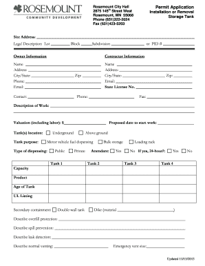 Fillable Online ci rosemount mn Rosemount City Hall Permit Application ...