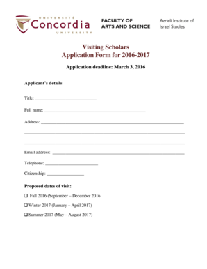 Fillable Online Visiting Scholars bApplicationb Form for b2016b-2017 ...