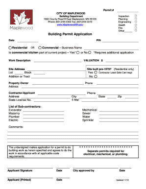 Fillable Online ci maplewood mn Building Permit Application - Maplewood ...