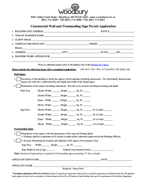 Fillable Online ci woodbury mn Commercial Wall and Freestanding Sign ...