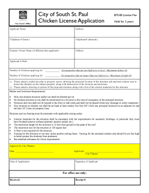Fillable Online southstpaul CHICKEN LICENSE - 2016 Application allowing ...