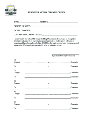 Fillable Online stcloud Subcontractor Change Orderdoc - stcloud Fax ...