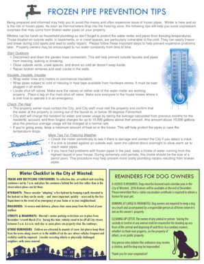 Fillable Online FROZEN PIPE PREVENTION TIPS - winstedmnus Fax Email ...