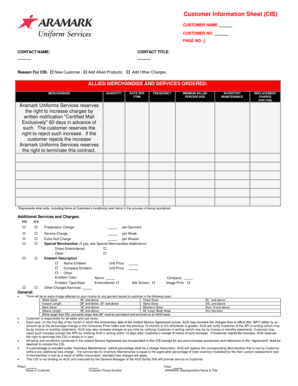 Fillable Online Customer Information Sheet CIS - Brentwood MO Fax Email ...
