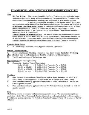 Fillable Online fentonmo COMMERCIAL NEW CONSTRUCTION PERMIT CHECKLIST - fentonmo Fax Email Print ...