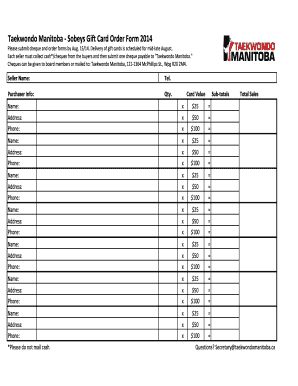 Fillable Online TKD MB Sobeys order form template Fax Email Print ...
