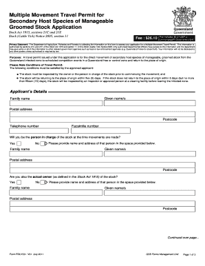 Fillable Online Multiple Movement travel permit for Secondary Host ...
