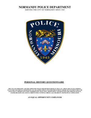 Fillable Online NORMANDY POLICE DEPARTMENT - cityofnormandygov Fax ...