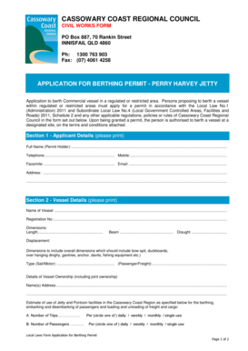 Fillable Online Application for Berthing bPermitb - Perry Harvey Jetty ...