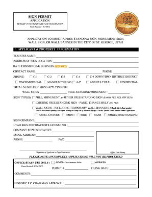 Fillable Online sgcity APPLICATION TO ERECT A FREE-STANDING SIGN ...