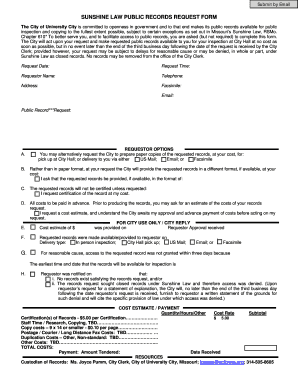 Fillable Online ucitymo SUNSHINE LAW PUBLIC RECORDS REQUEST FORM ...