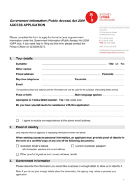 Fillable Online Access bApplicationb Form - Sydney Living Museums Fax ...