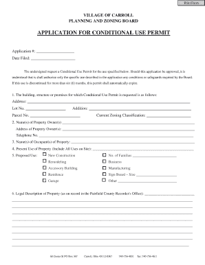 Fillable Online ci carroll oh The undersigned request a Conditional Use ...