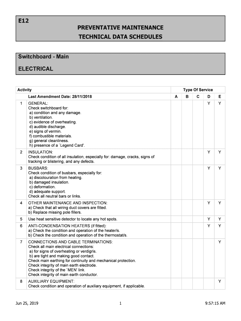 Distribution Board Checklist Fill Online Printable Fillable Blank 