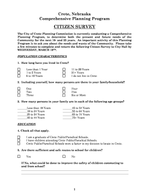 Fillable Online CITIZEN SURVEY - Crete NE Fax Email Print - pdfFiller