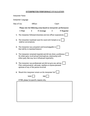 Fillable Online INTERPRETER PERFORMACE EVALUATION - Nebraska Fax Email ...