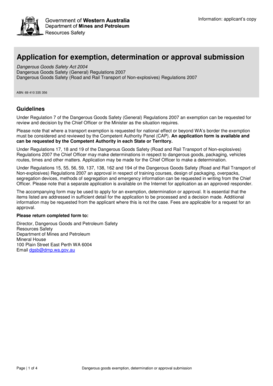 Fillable Online dmp wa gov Dangerous goods exemption determination or ...