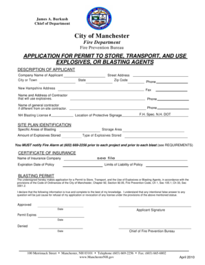 Fillable Online manchesternh Blast Permit Formofm - manchesternh Fax ...