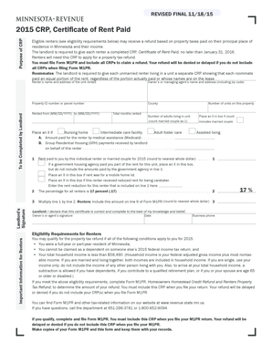 Fillable Online revenue state mn Draft b2006b CRP bCertificateb of Rent ...
