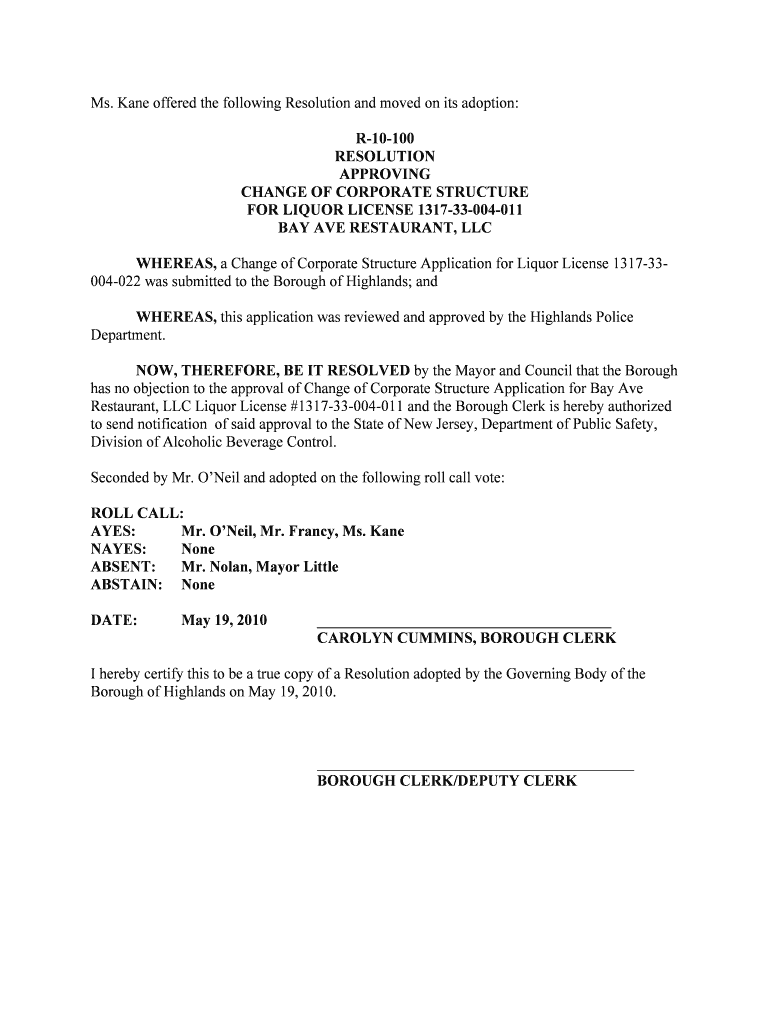 Fillable Online R-10-100 Change of Corp Structure of LIq Lic Fax Email ...