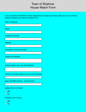 Fillable Online shalimarflorida Town of Shalimar House Watch Form ...