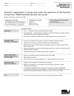 Fillable Online BApplicationb to bring land under the operation of the ...