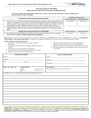 Fillable Online Noise Complaints Templatepdf Fax Email Print - pdfFiller